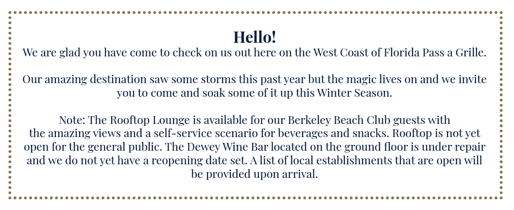 Berkeley Beach Club | Boutique Hotel & Restaurants in St. Pete Beach