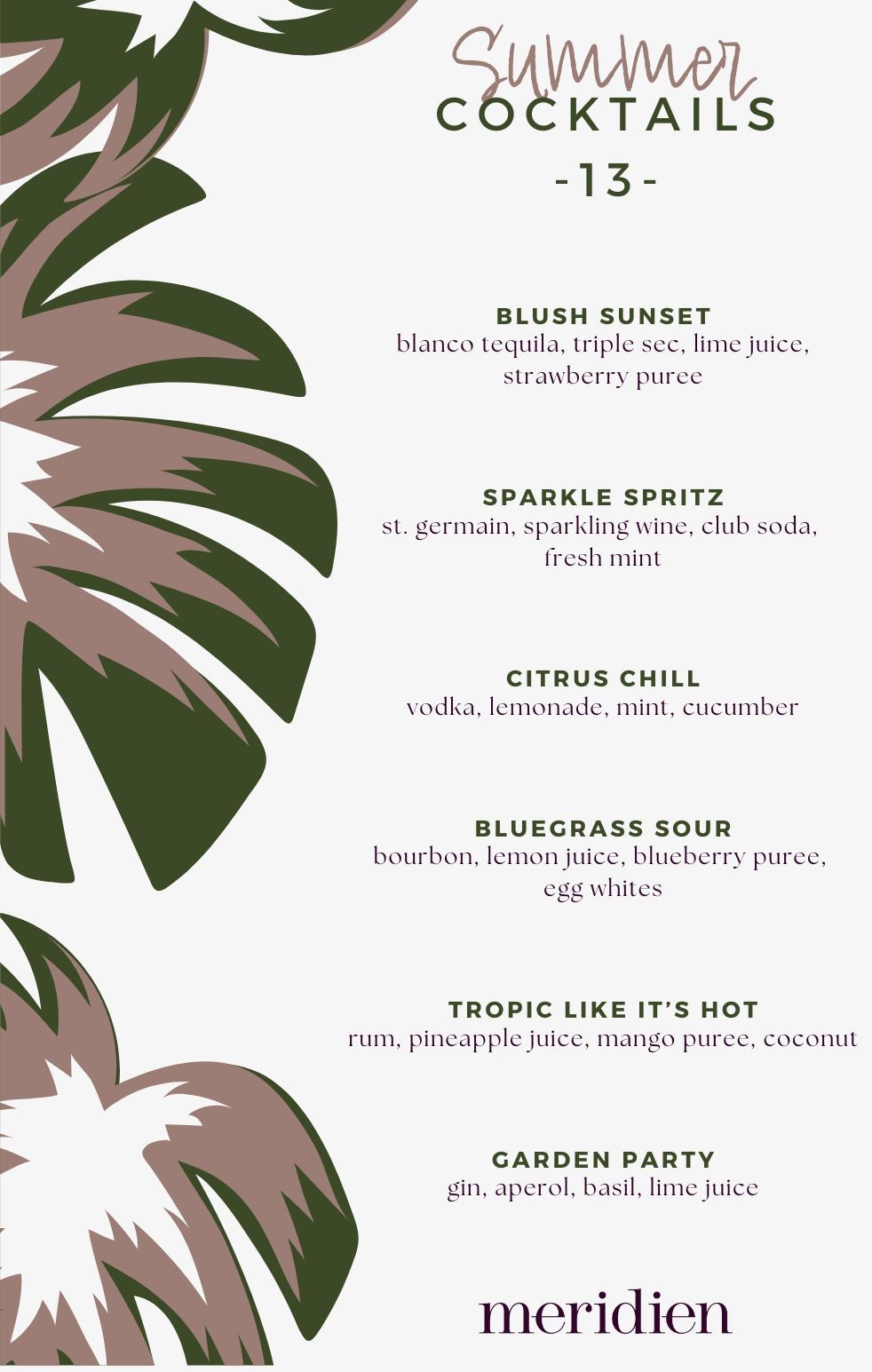 Menus | Meridien in Centerville, OH