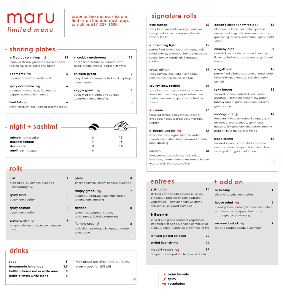 East Lansing | Hours + Location | Maru Sushi