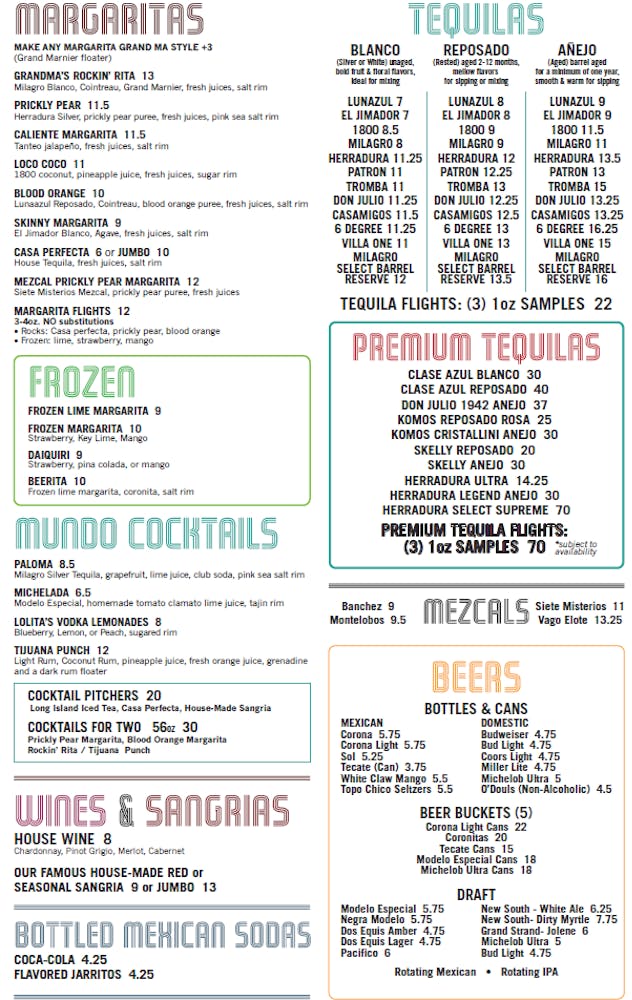 Menus | Taco Mundo