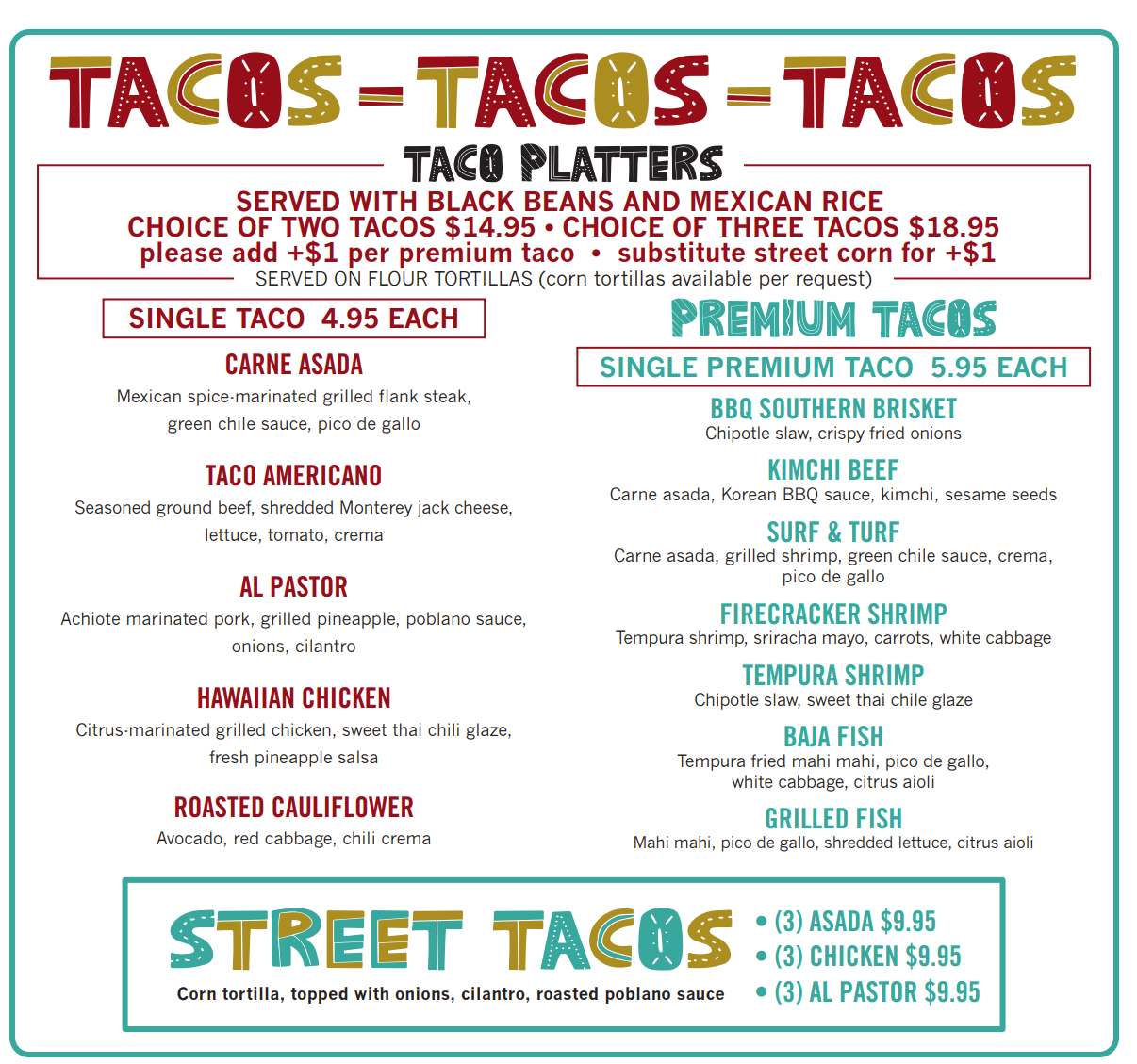 Menus | Taco Mundo