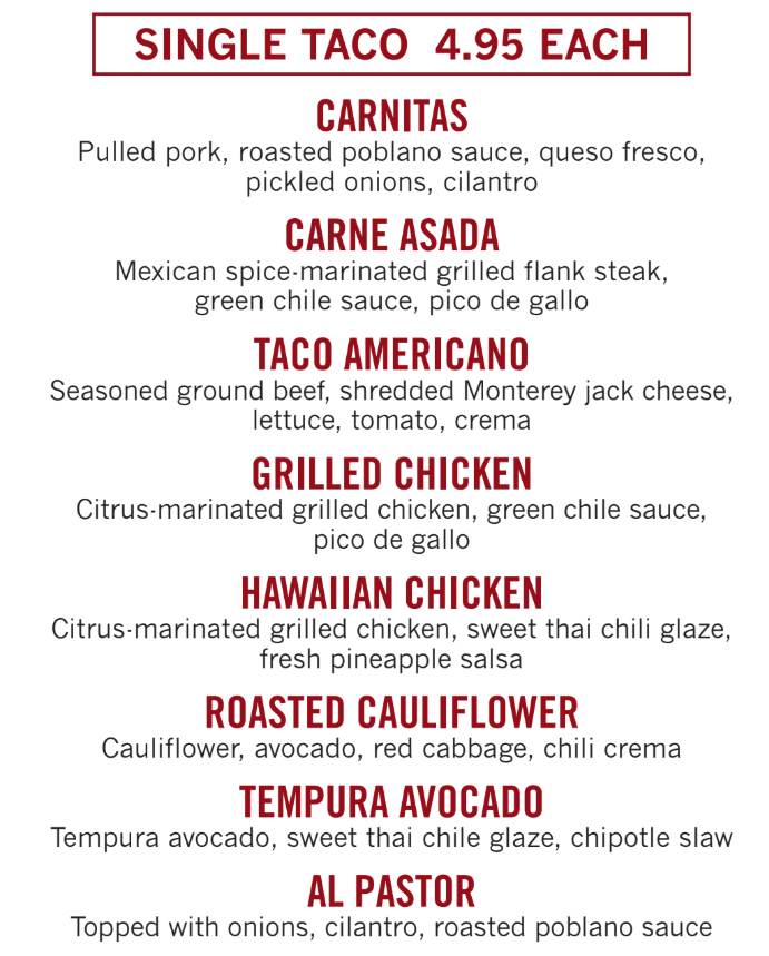 Menus | Taco Mundo