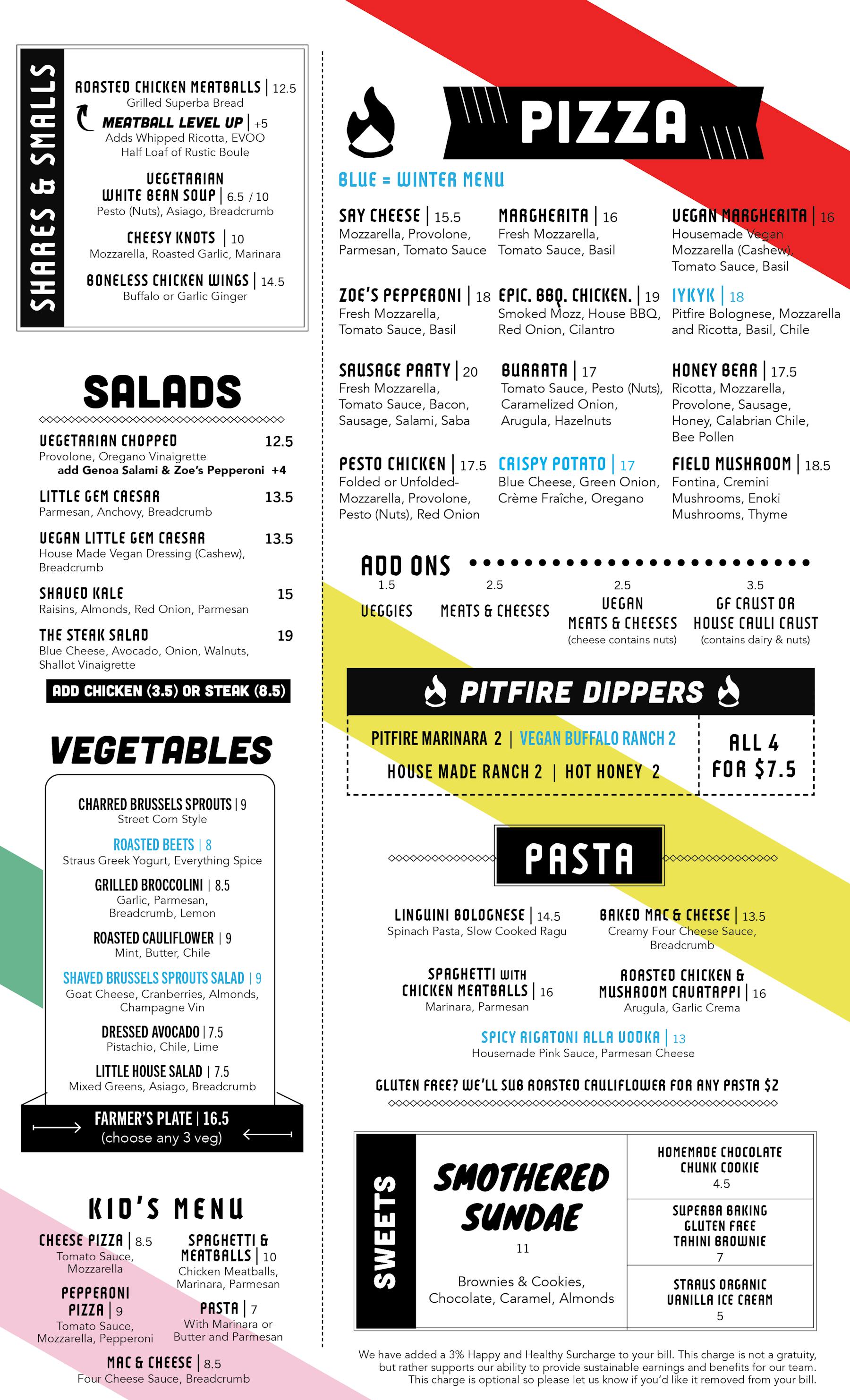 Menu | Pitfire Pizza in CA