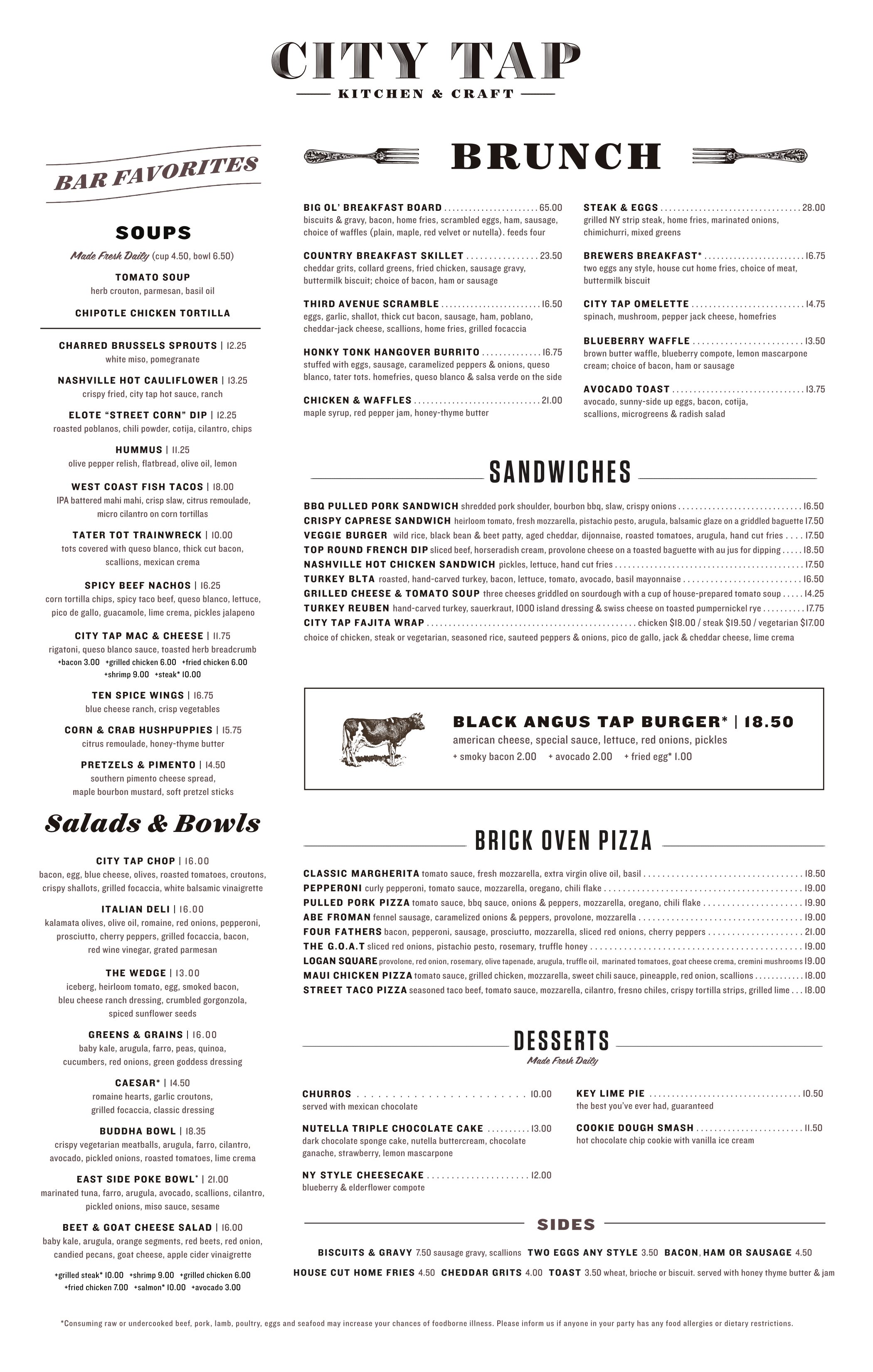 Brunch Menu | City Tap House | New American Restaurant in the US