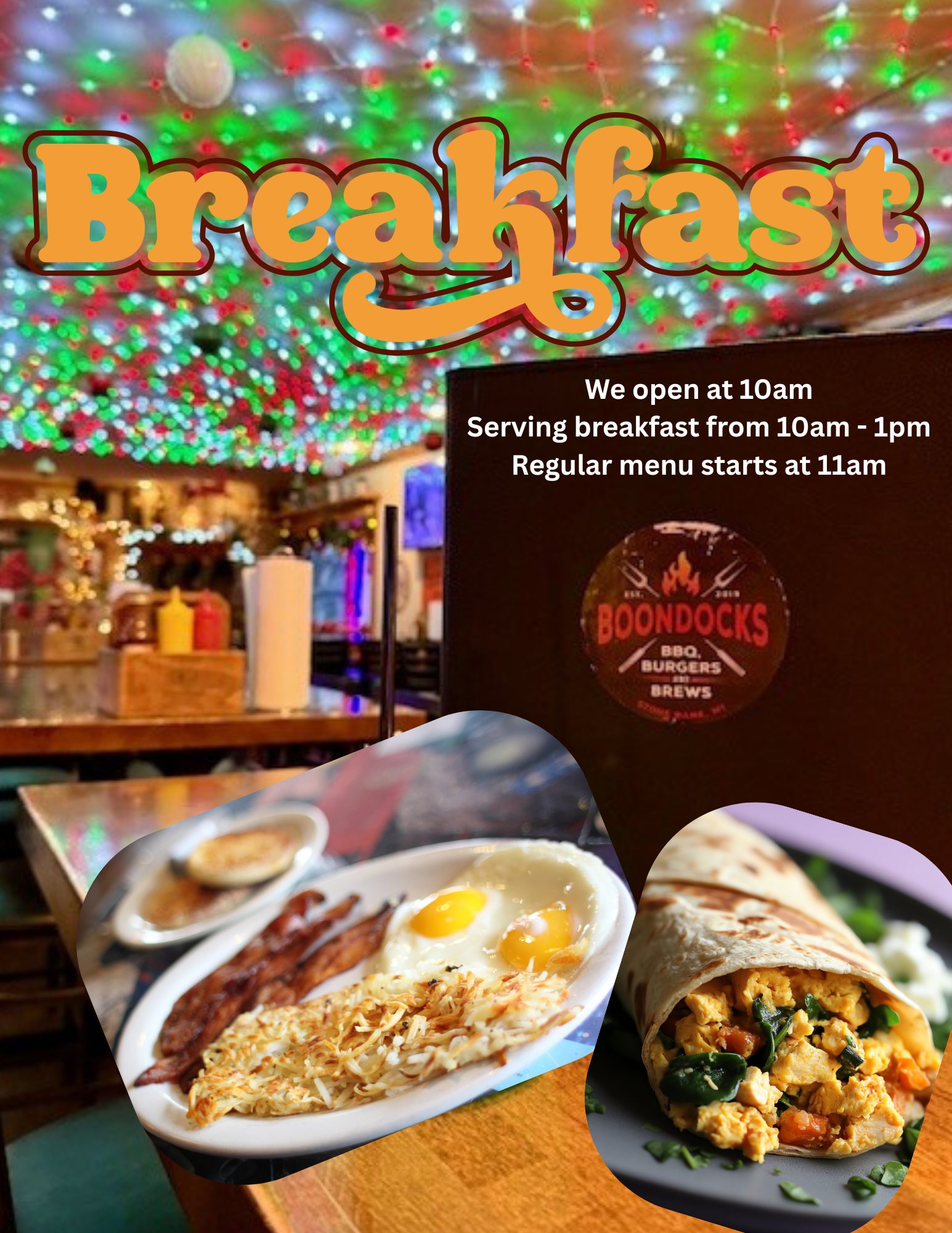 Sunday Breakfast | Boondocks BBQ, Burgers, and Brews | Barbecue ...