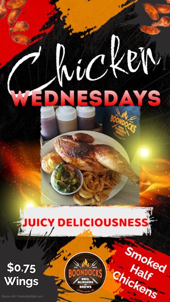 Chicken Wednesdays | Boondocks BBQ, Burgers, and Brews | Barbecue ...