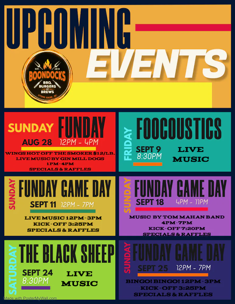 Events | Boondocks BBQ, Burgers, and Brews | Barbecue, Burgers, Beers ...