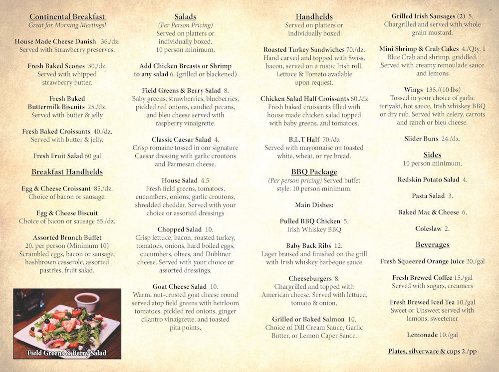 Catering Menus | Meg O'Malley's