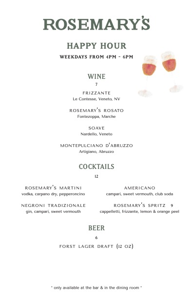 Happy Hour | Rosemary's | Neighborhood Italian restaurant serving ...