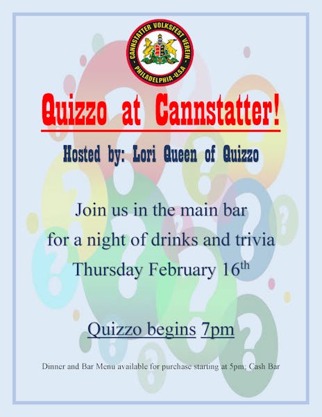 Quizzo at the Cannstatter [2-16-2023] | Cannstatter Volksfest-Verein ...