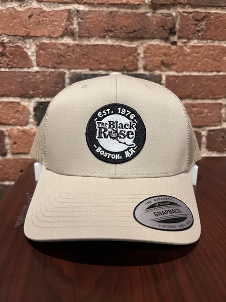 Black Rose Patch Trucker Hat (Tan) | Glynn Hospitality Group | Iconic ...
