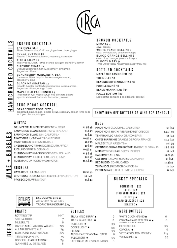 Foggy Bottom | Hours + Location | Circa Bistros