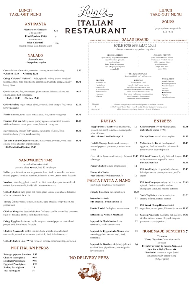 Take Out Lunch | Luigi's Restaurant in New Hyde Park, NY