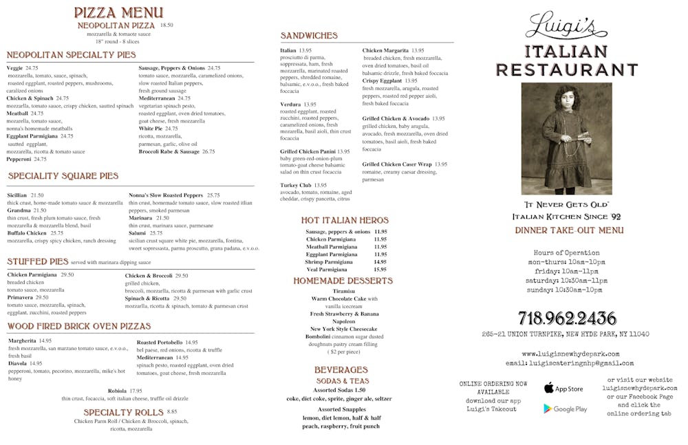 Menu | Luigi's Restaurant in New Hyde Park, NY
