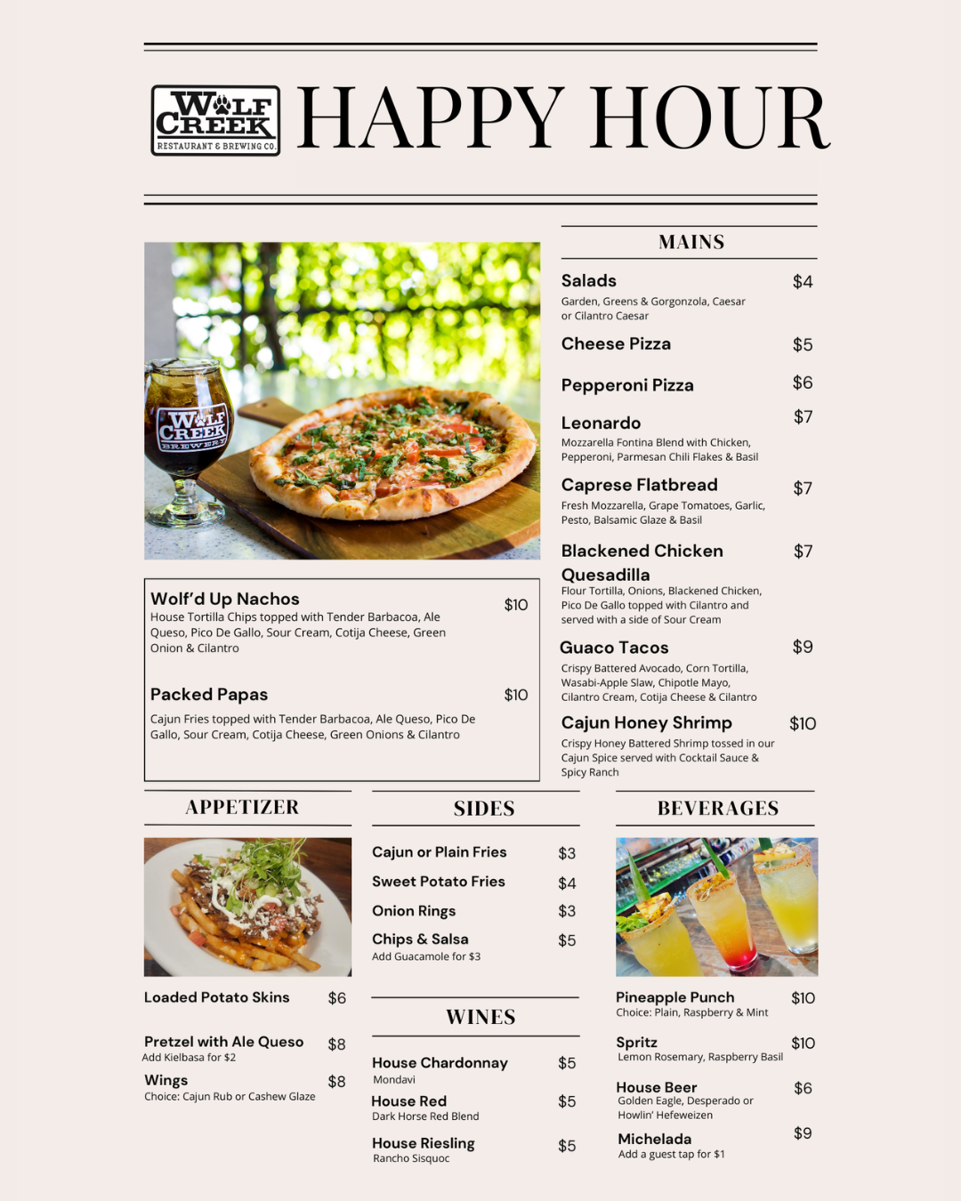 Menus | Wolf Creek Restaurant in Valencia, CA