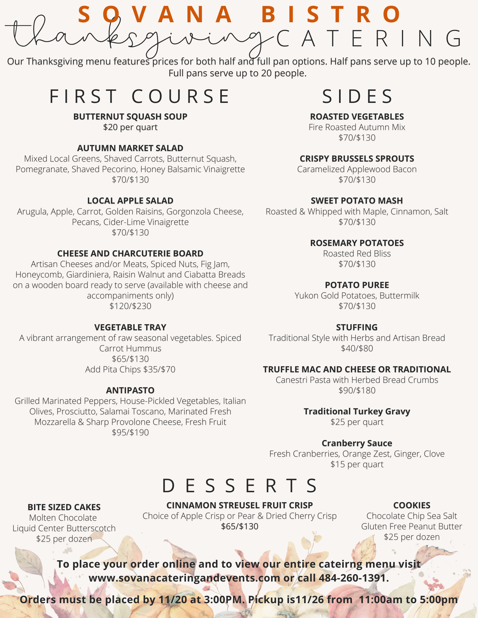 Thanksgiving Catering | Sovana Bistro | Seasonal Cuisine in Kennett ...