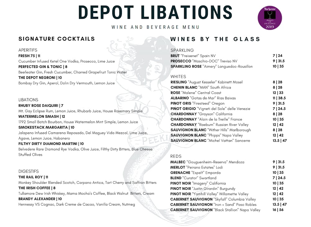 Menus | The Depot
