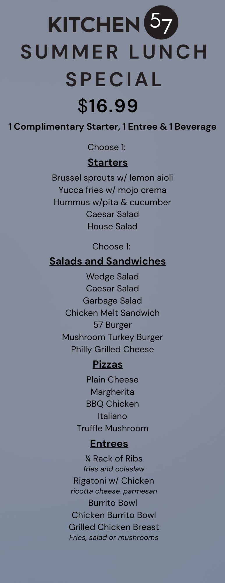 Expensive Lunch Menu