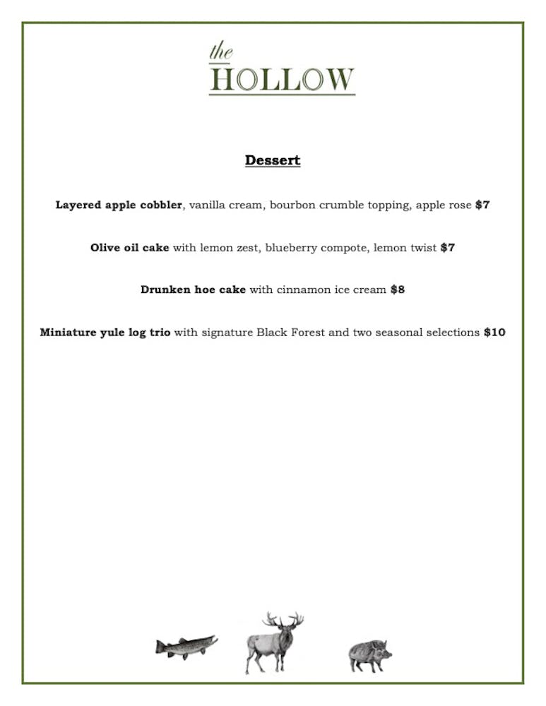 Menus | The Hollow in Columbia, SC
