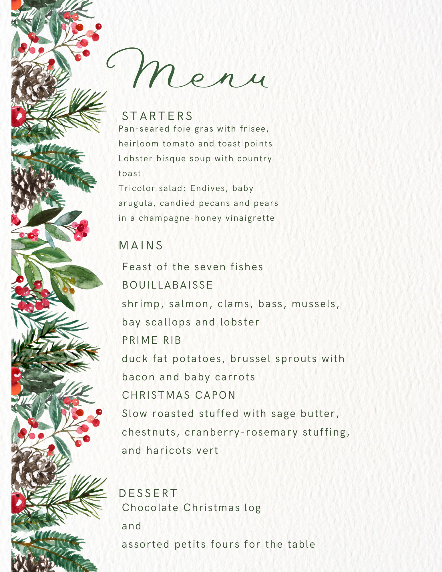 Christmas Eve Menu | Brasserie by Chef Aless | French Restaurant in ...