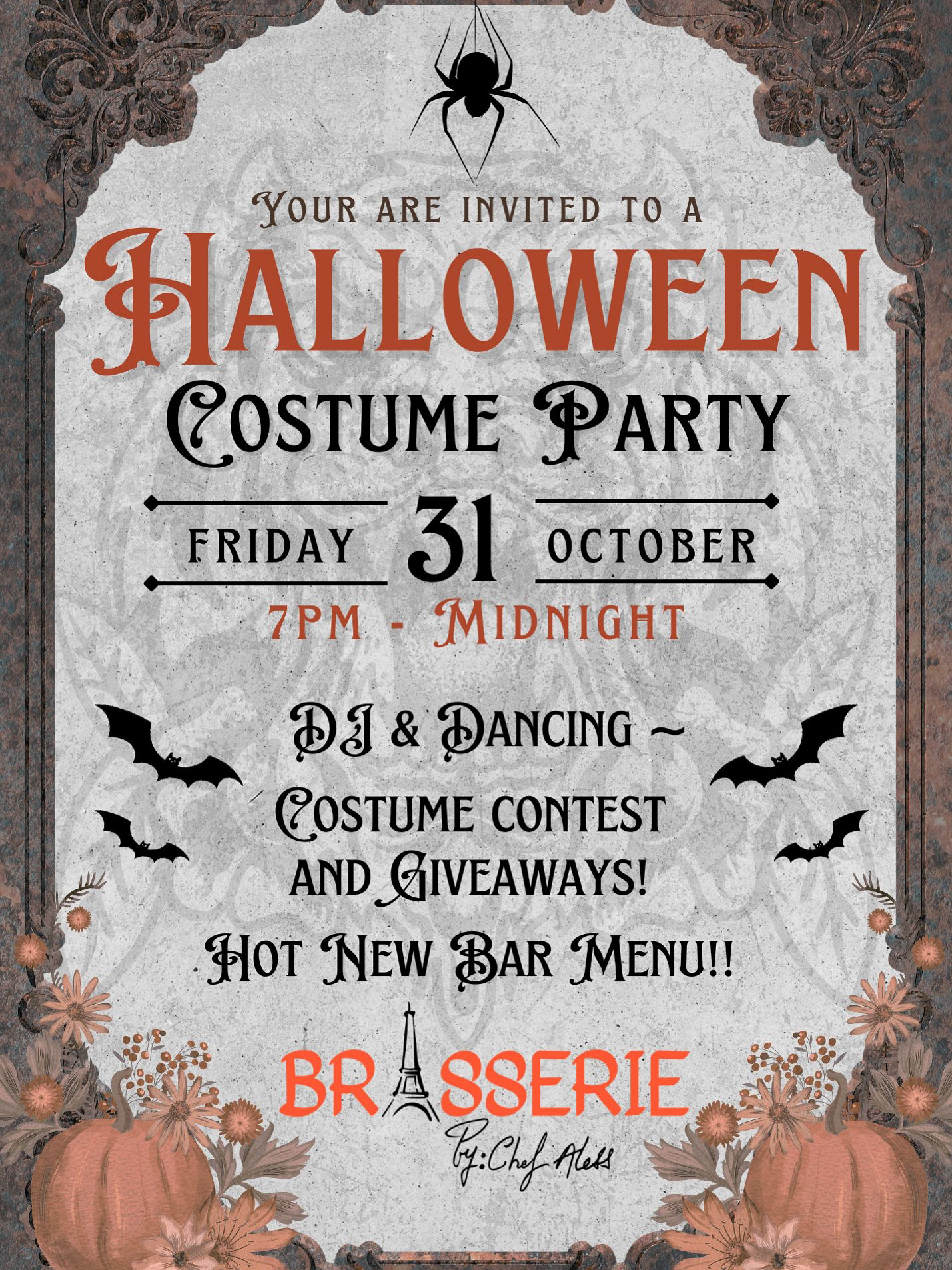 Halloween Custom Party | Brasserie by Chef Aless | French Restaurant in ...