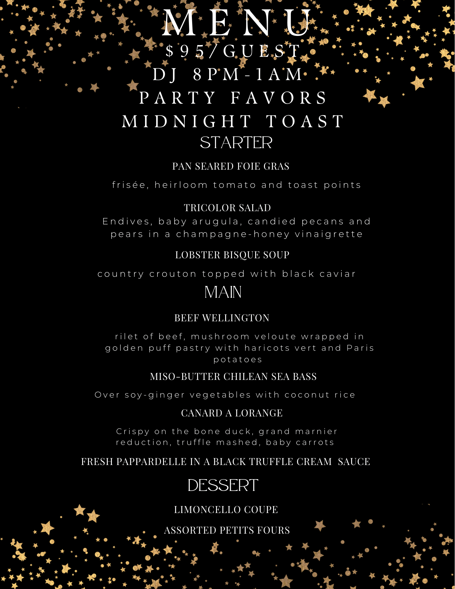 New Year's Eve Menu | Brasserie by Chef Aless | French Restaurant in ...