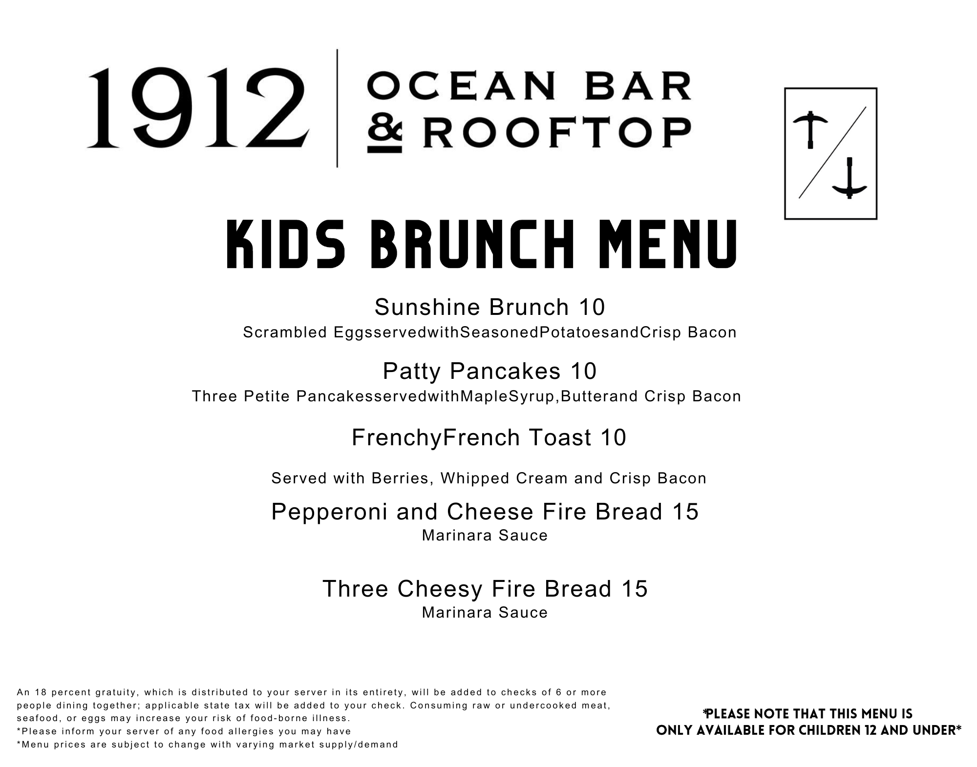 Menus | 1912 Ocean Bar & Rooftop in Ponte Vedra Beach, FL