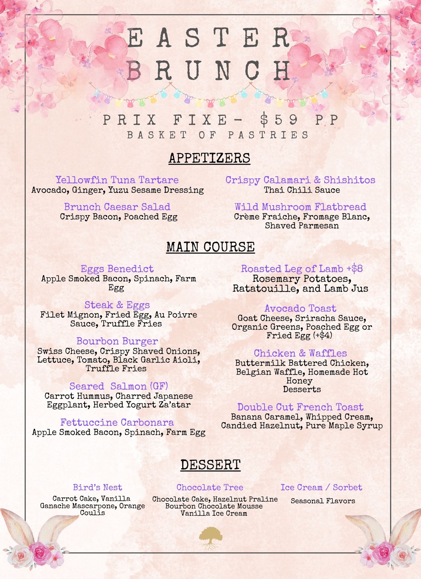 Menus | Oak and Vine