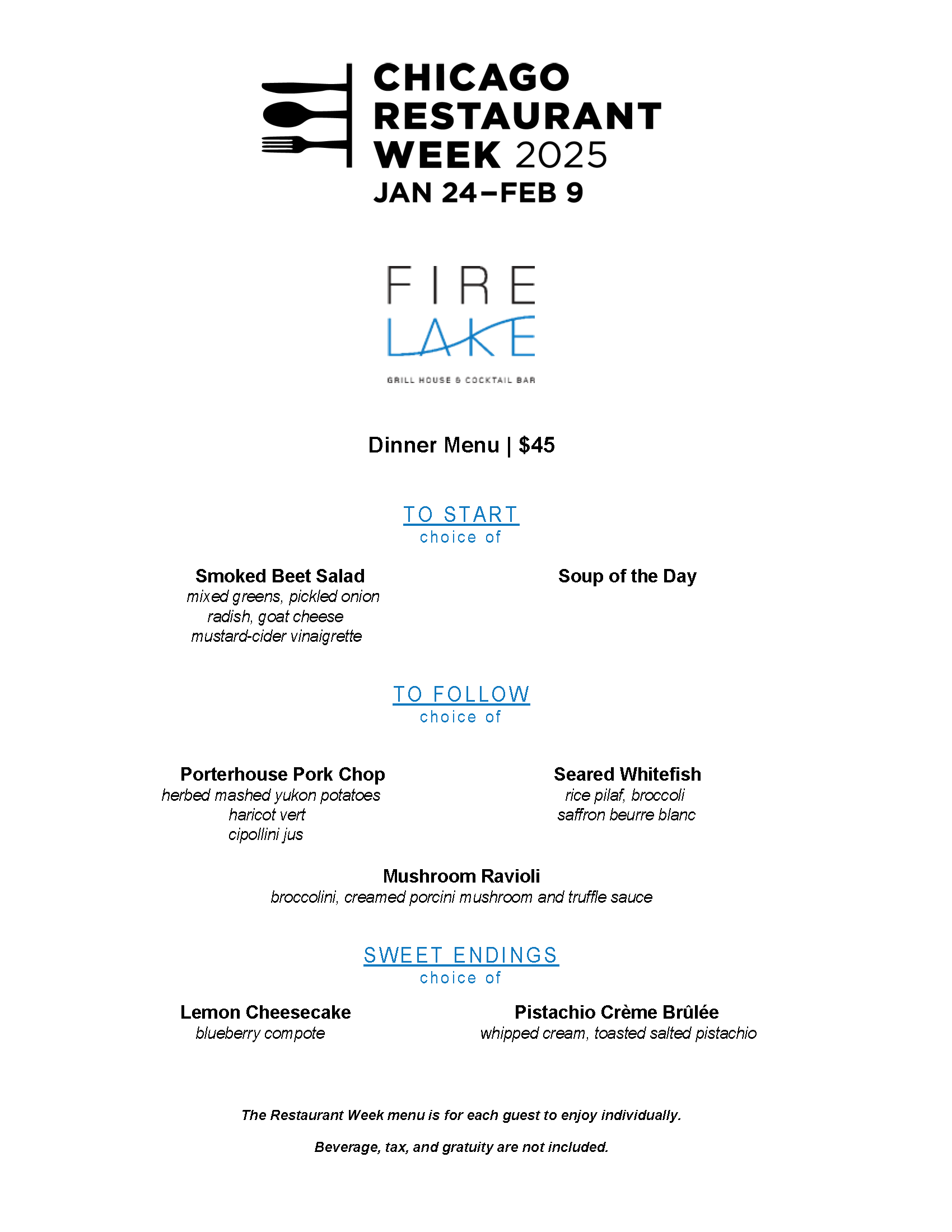 FireLake Restaurant Week Chicago