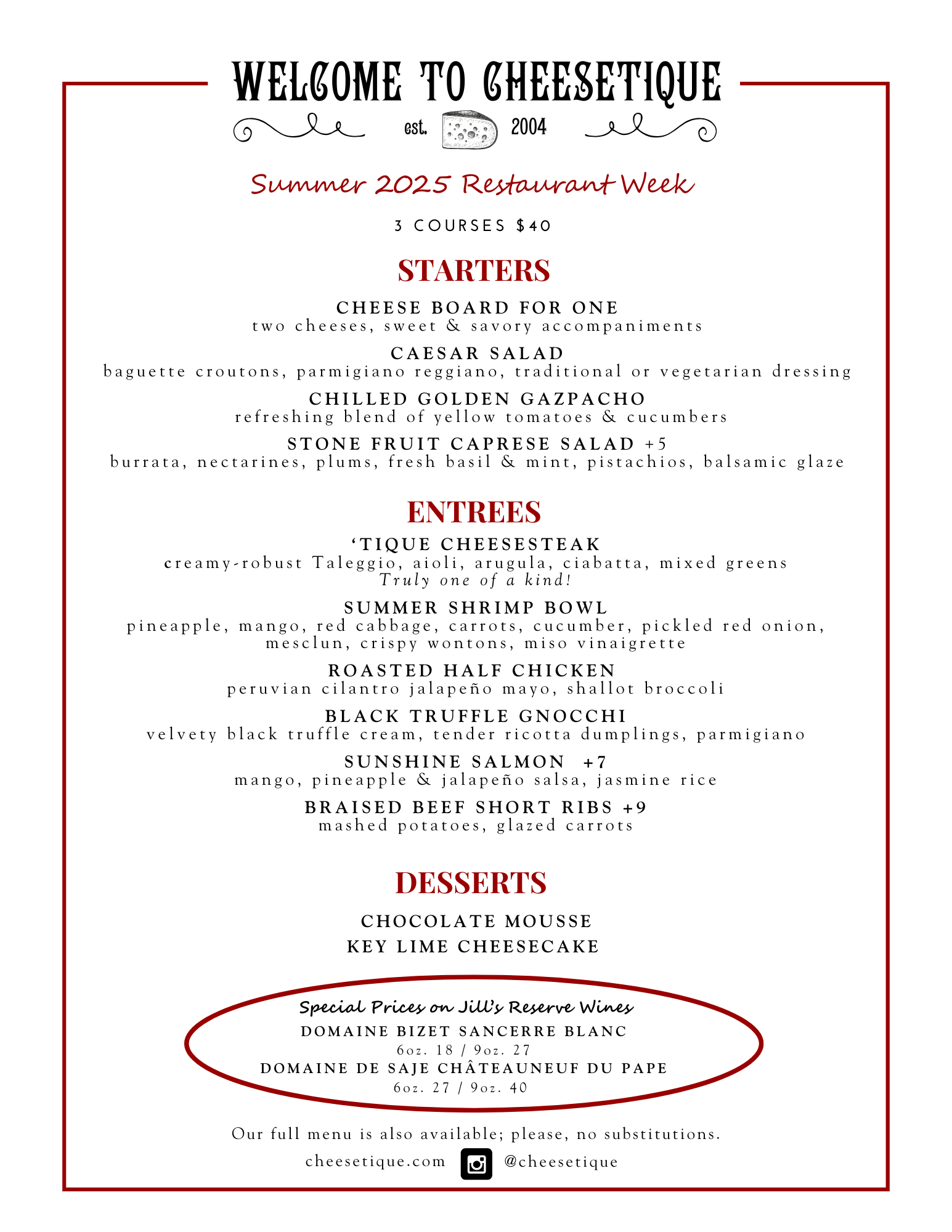 Summer Restaurant Week 2025 | Cheesetique