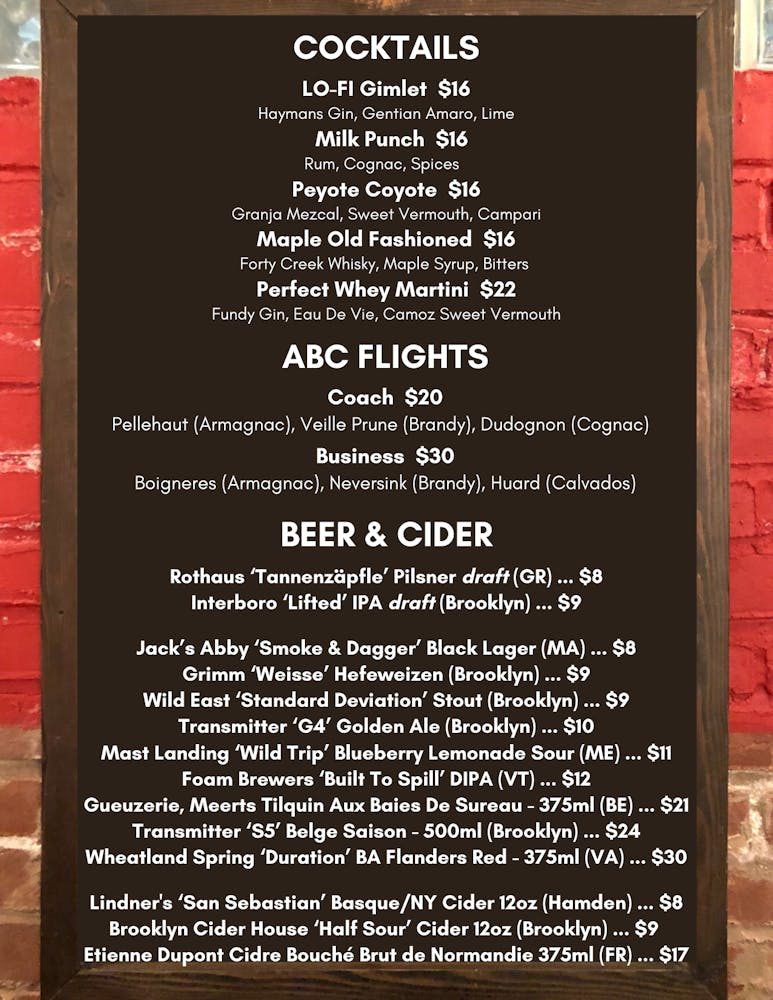 M. Wells - Dining Room Menu