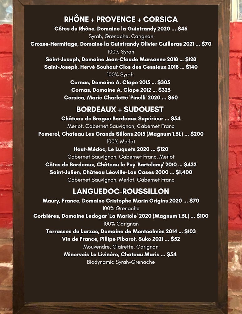 M. Wells - Dining Room Menu