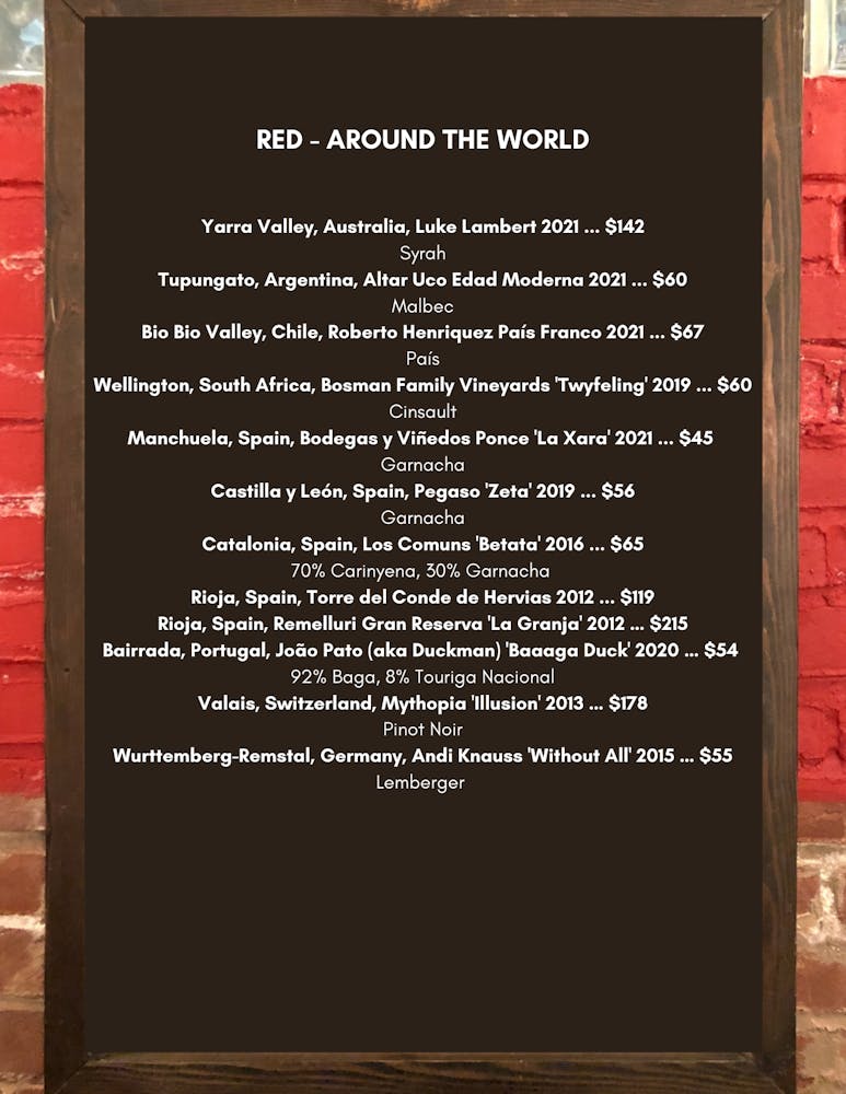 M. Wells - Dining Room Menu