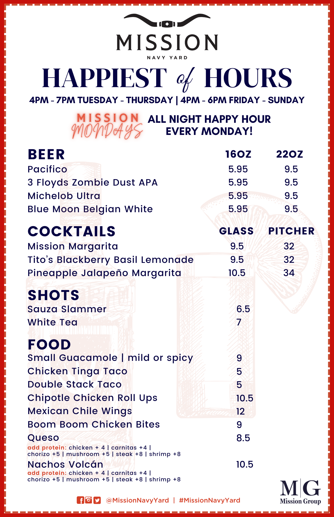 Menus | Mission Navy Yard in Washington, DC
