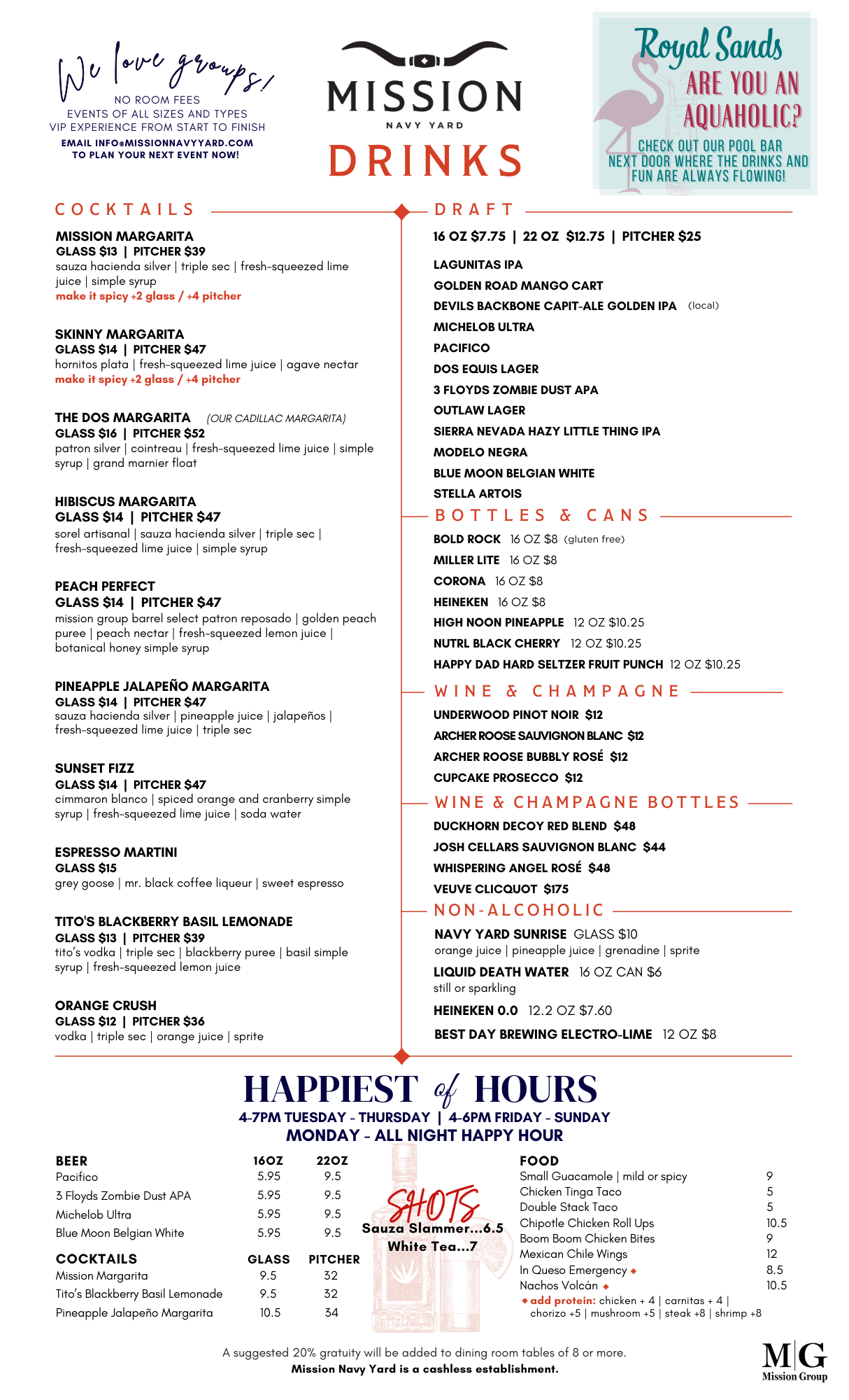 Menus | Mission Navy Yard in Washington, DC