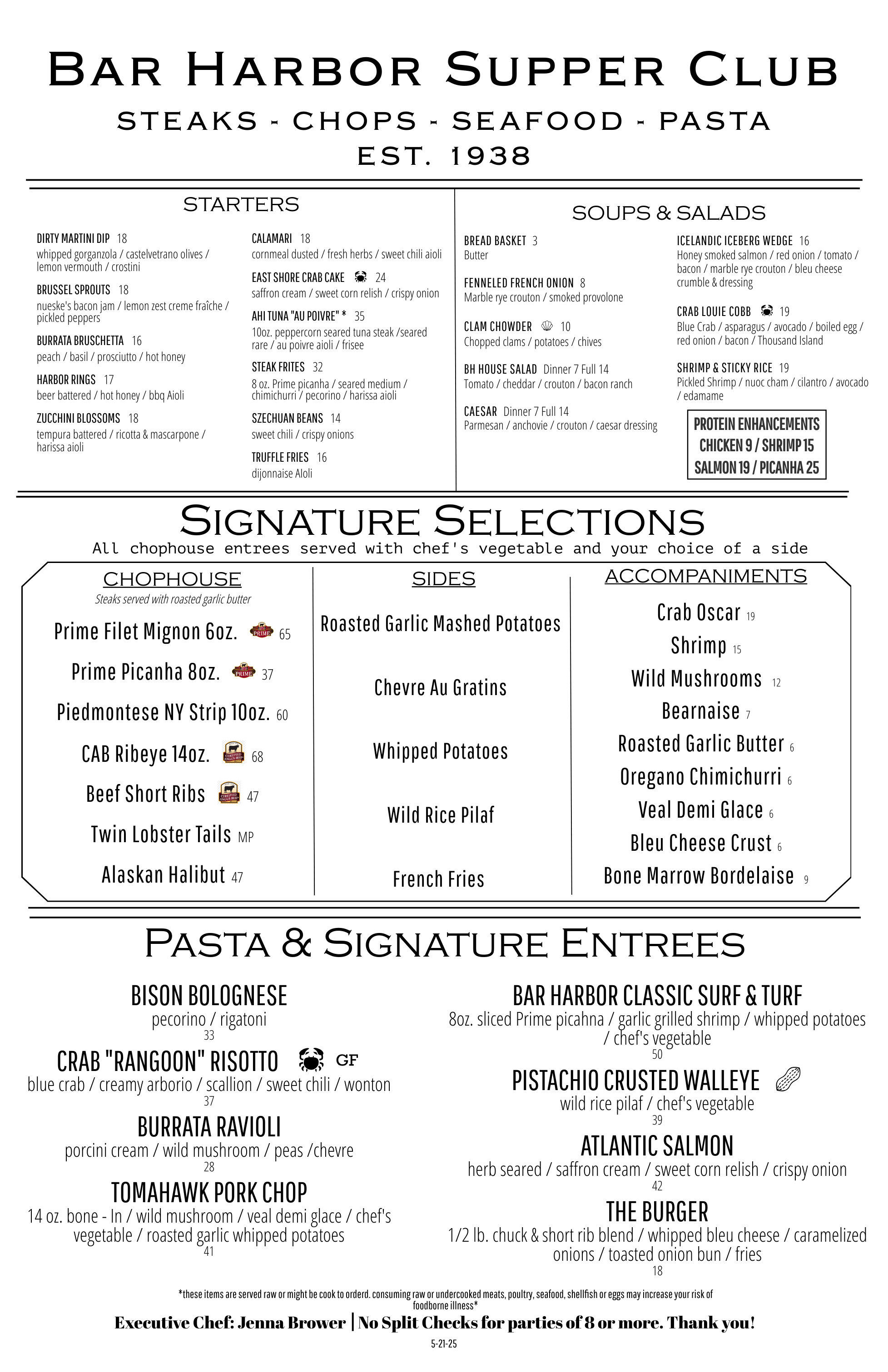 Menus | Bar Harbor Supper Club in Lake Shore, MN