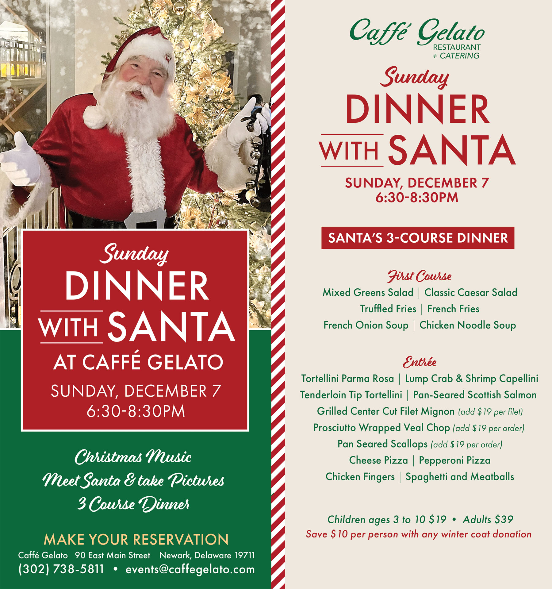 Sunday Dinner with Santa (12-07-2025) | Caffe Gelato | Northern Italian ...