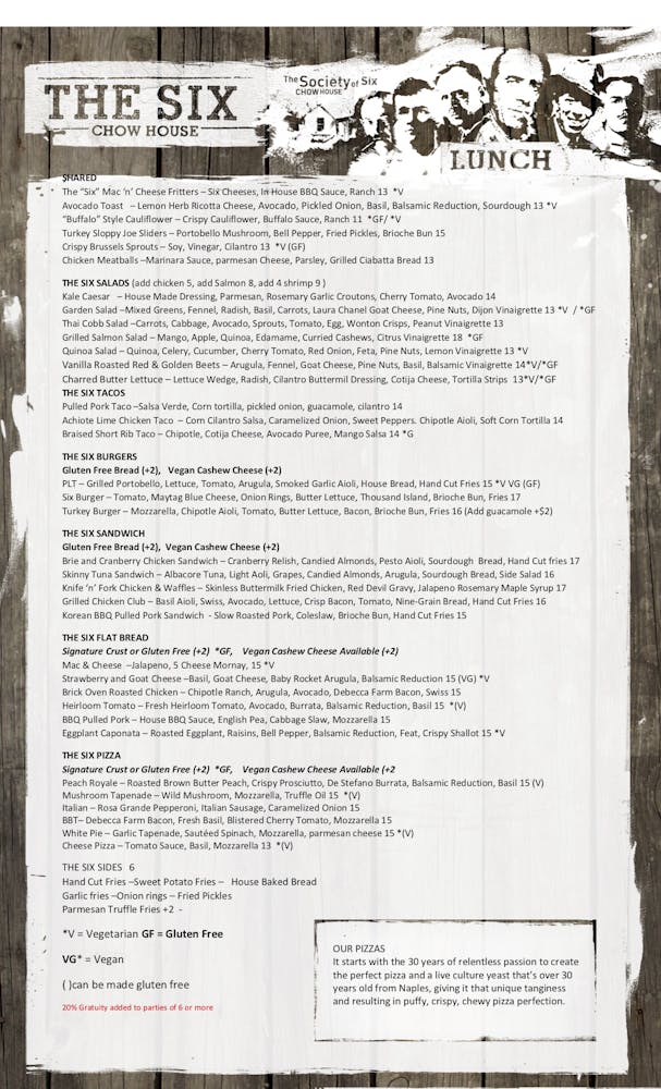Menus - The Six Chow House