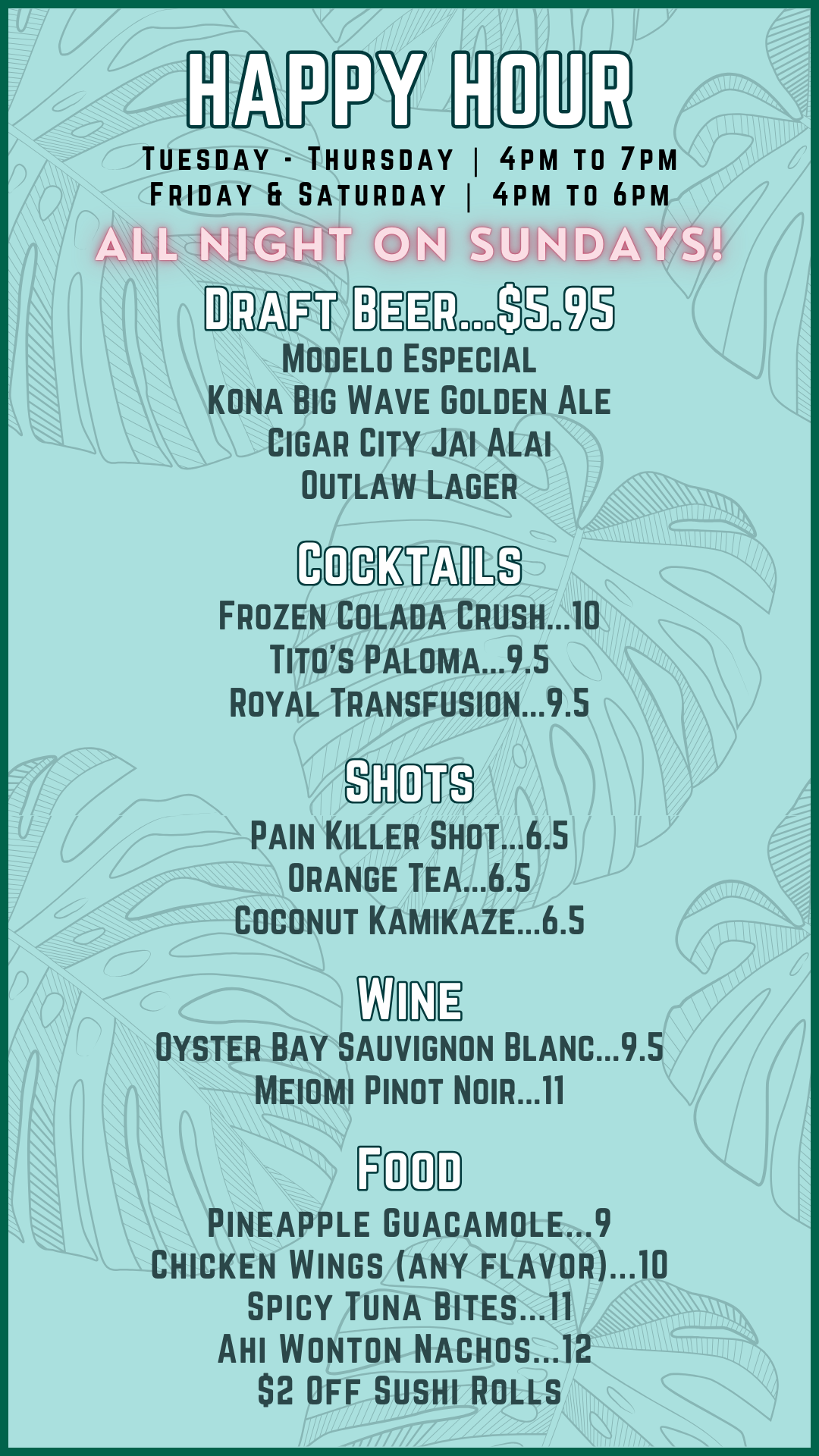 Menus | Royal Sands Social Club in Washington, DC