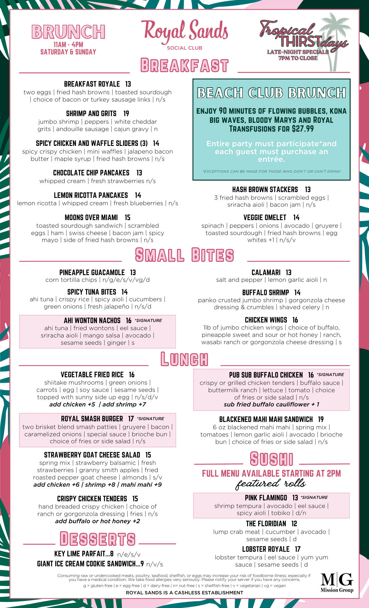 Menus | Royal Sands Social Club in Washington, DC