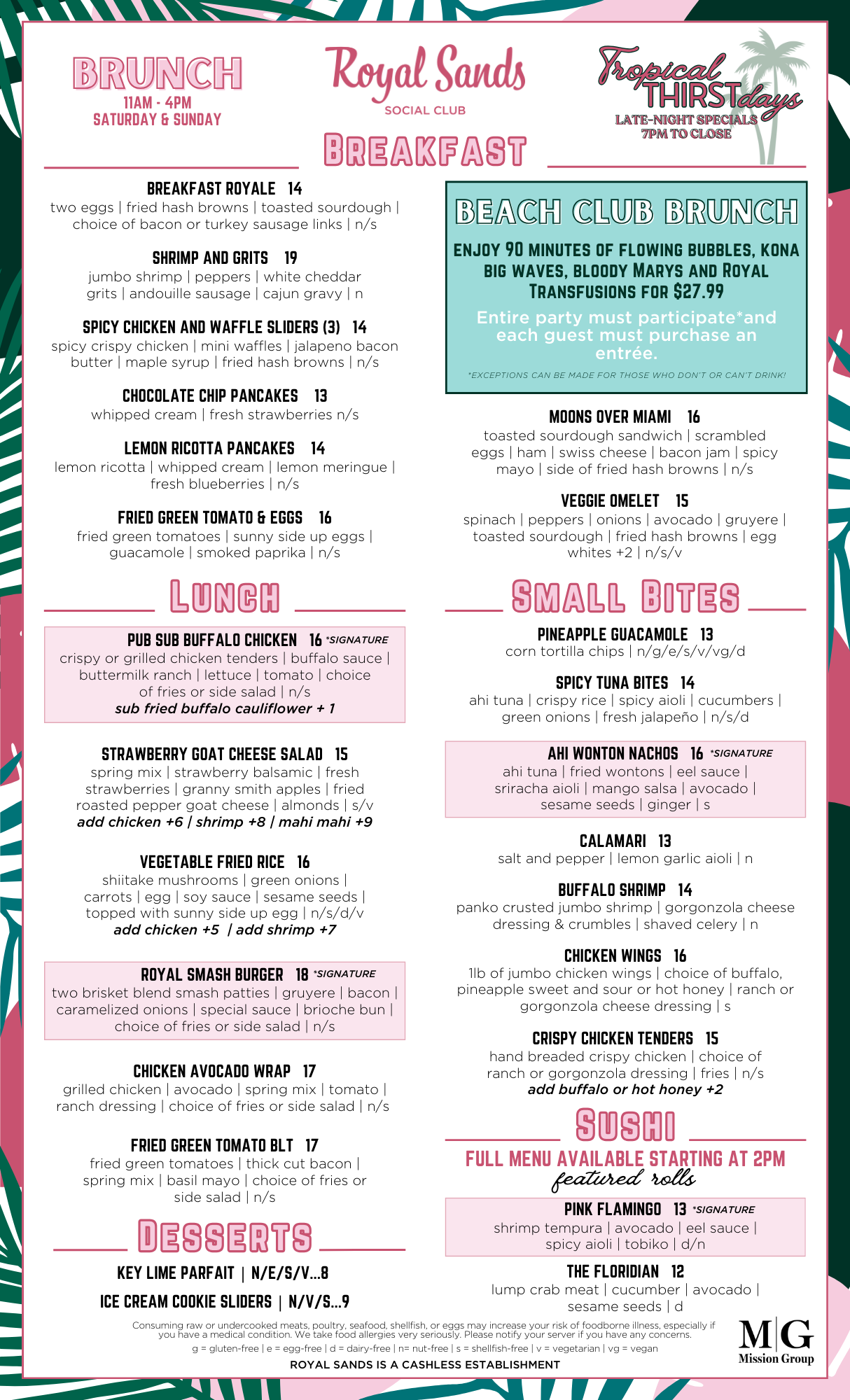 Menus | Royal Sands Social Club in Washington, DC