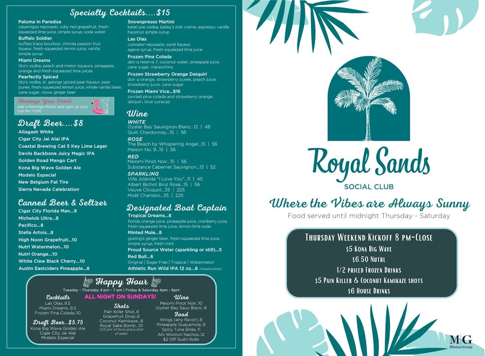 Menus | Royal Sands Social Club in Washington, DC