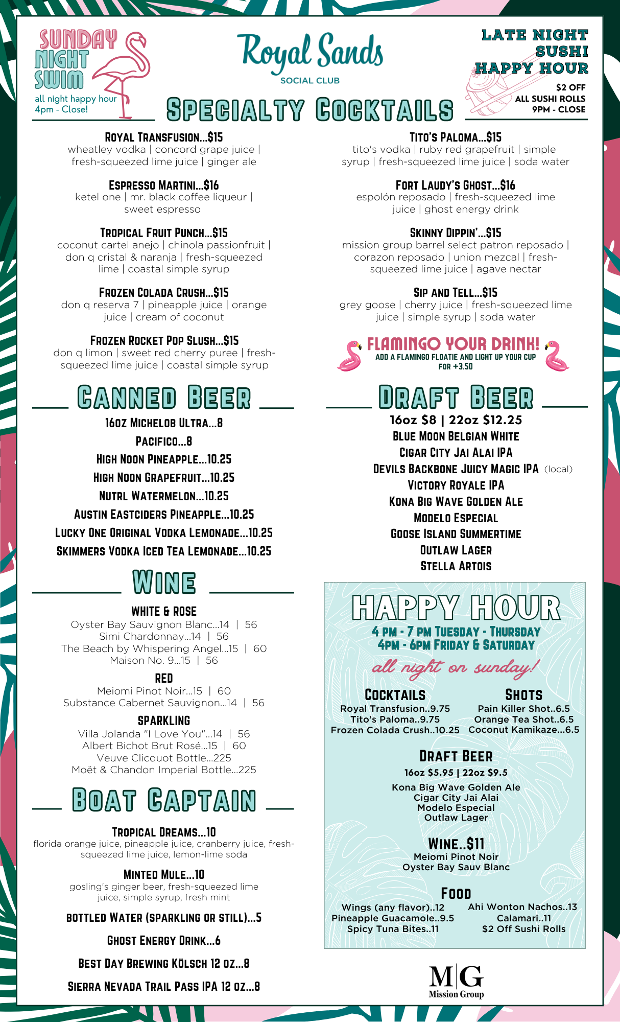 Menus | Royal Sands Social Club in Washington, DC