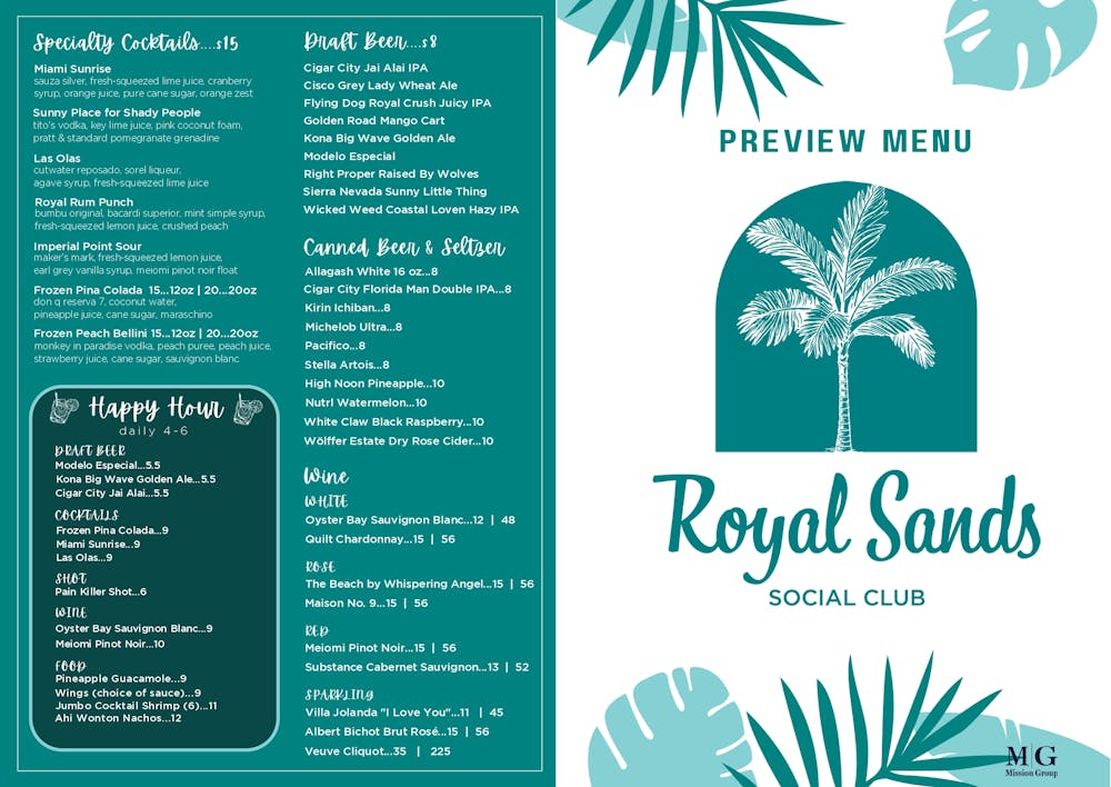 Menus | Royal Sands Social Club in Washington, DC