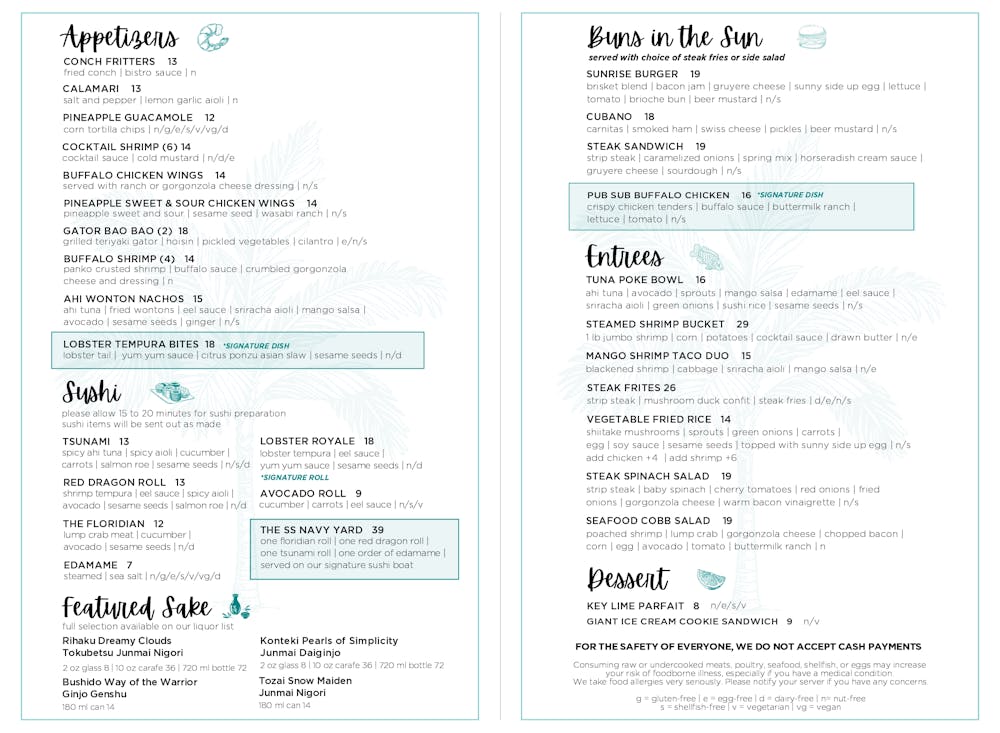 Menus | Royal Sands Social Club in Washington, DC