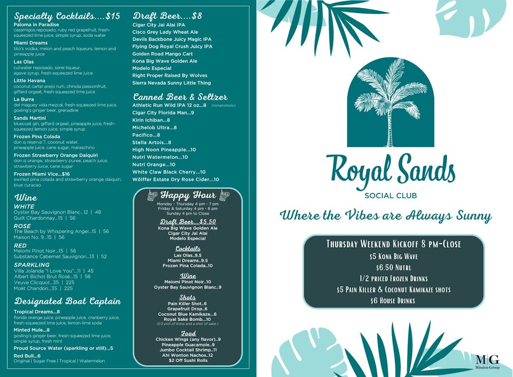 Menus | Royal Sands Social Club in Washington, DC