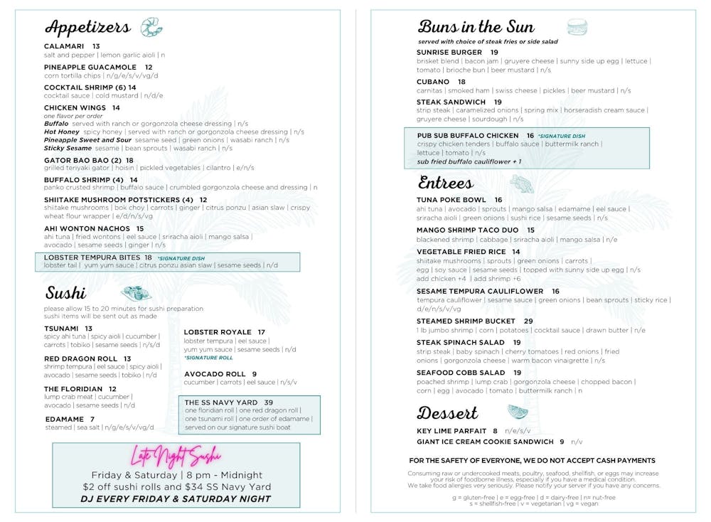 Menus | Royal Sands Social Club in Washington, DC