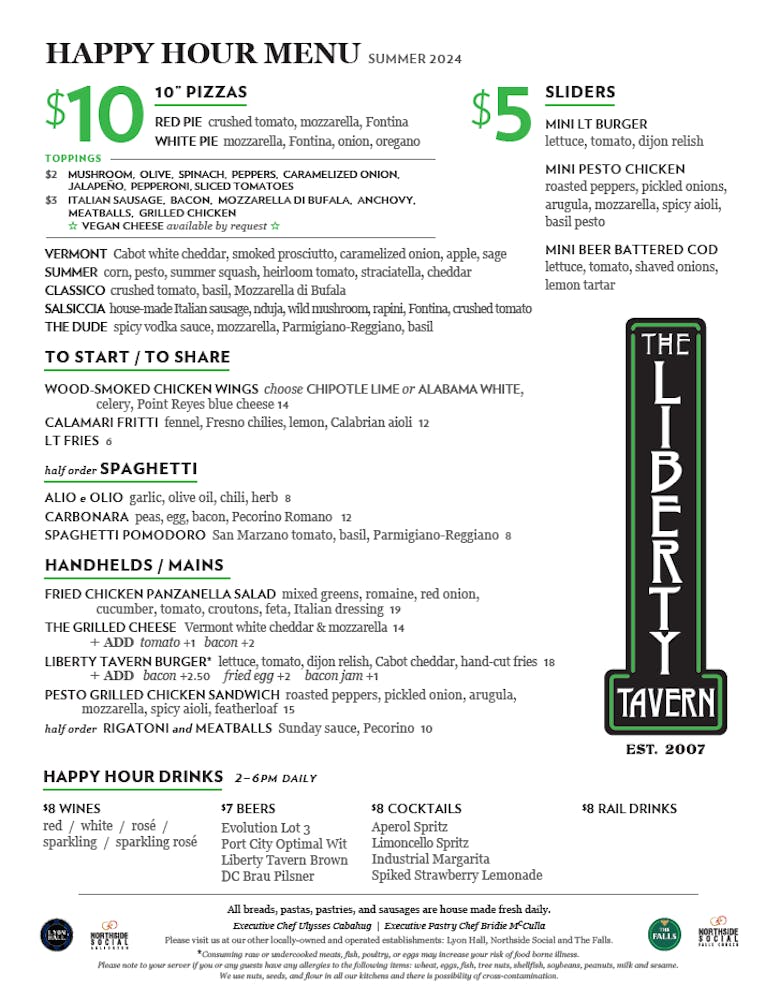 Menus | The Liberty Tavern