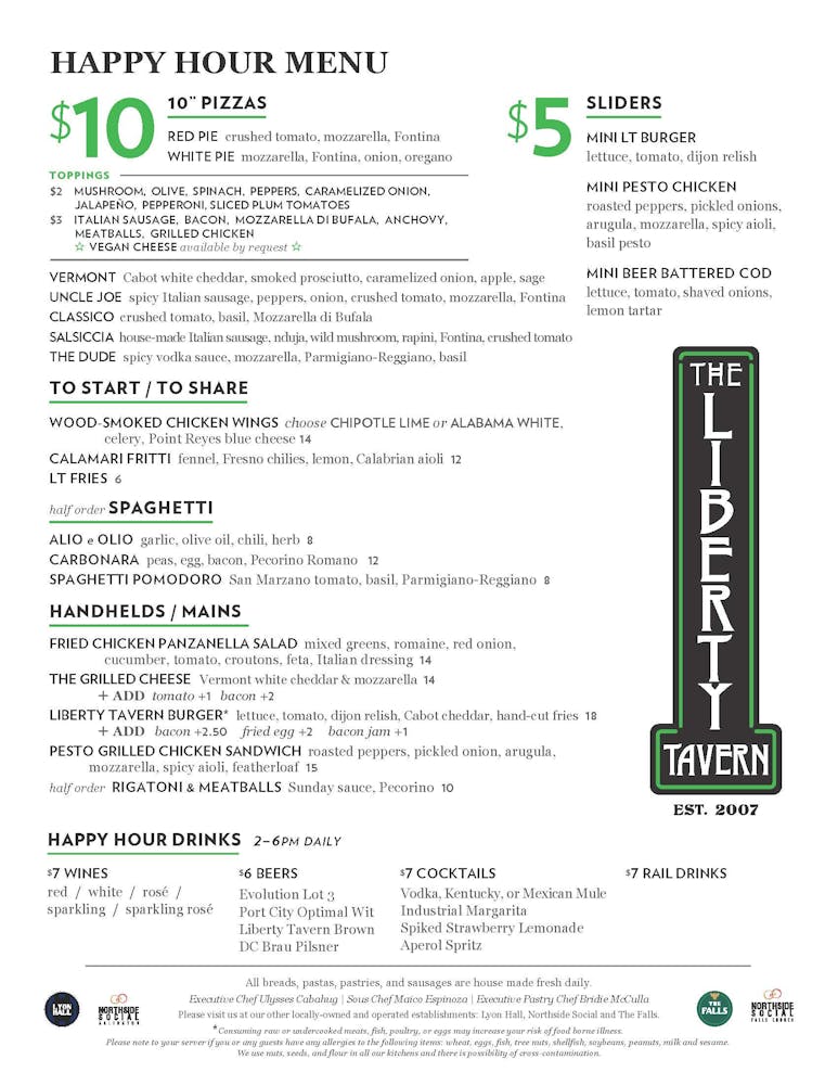 Menus | The Liberty Tavern