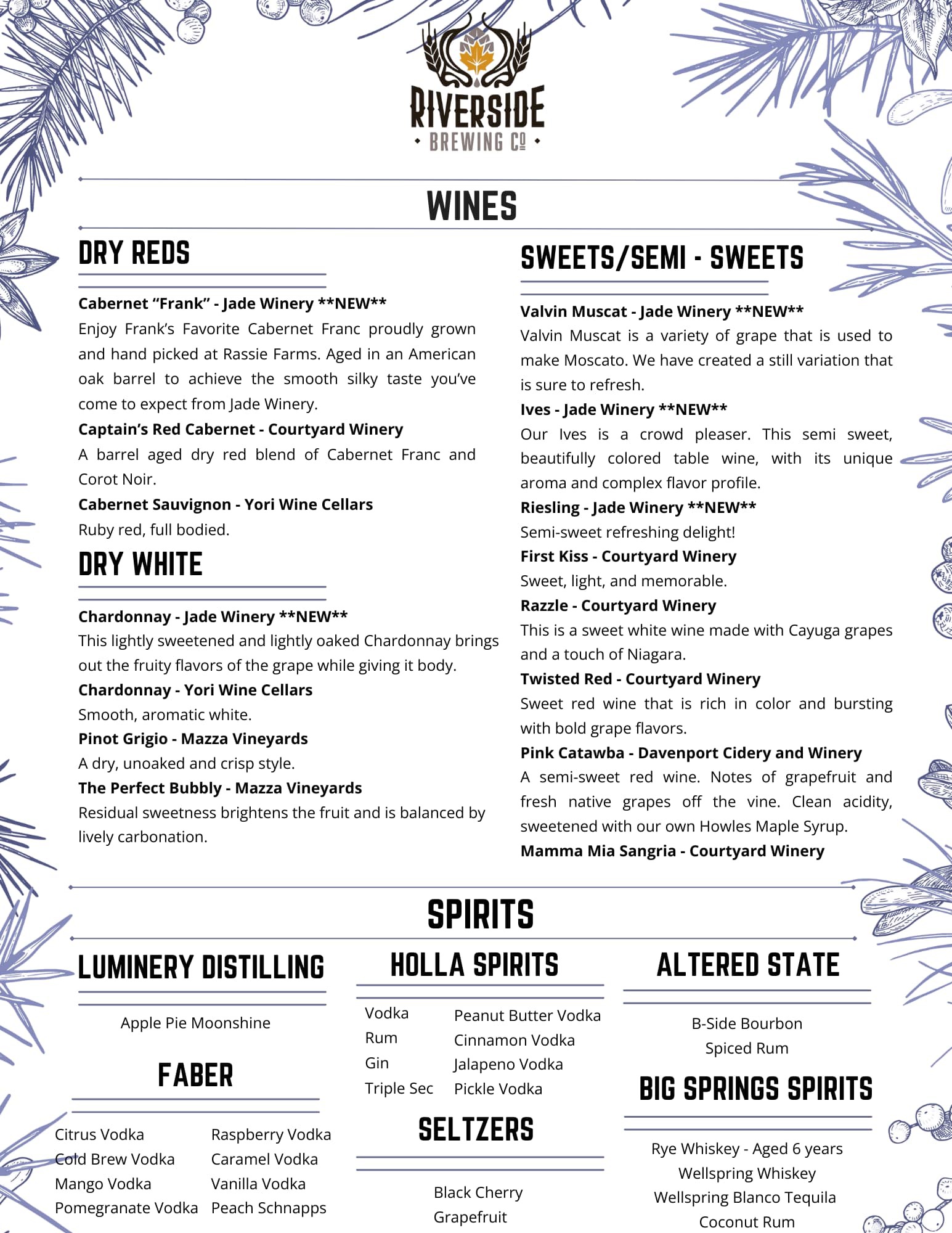 Menus | Riverside Brewing Co.